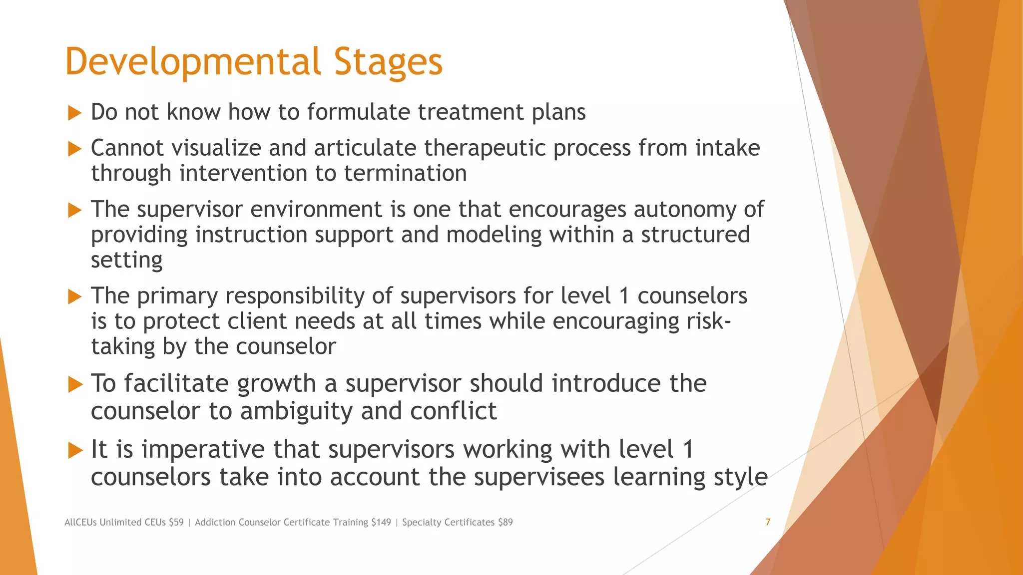 3 Stages of Counselor / Supervisee Development | PPTX