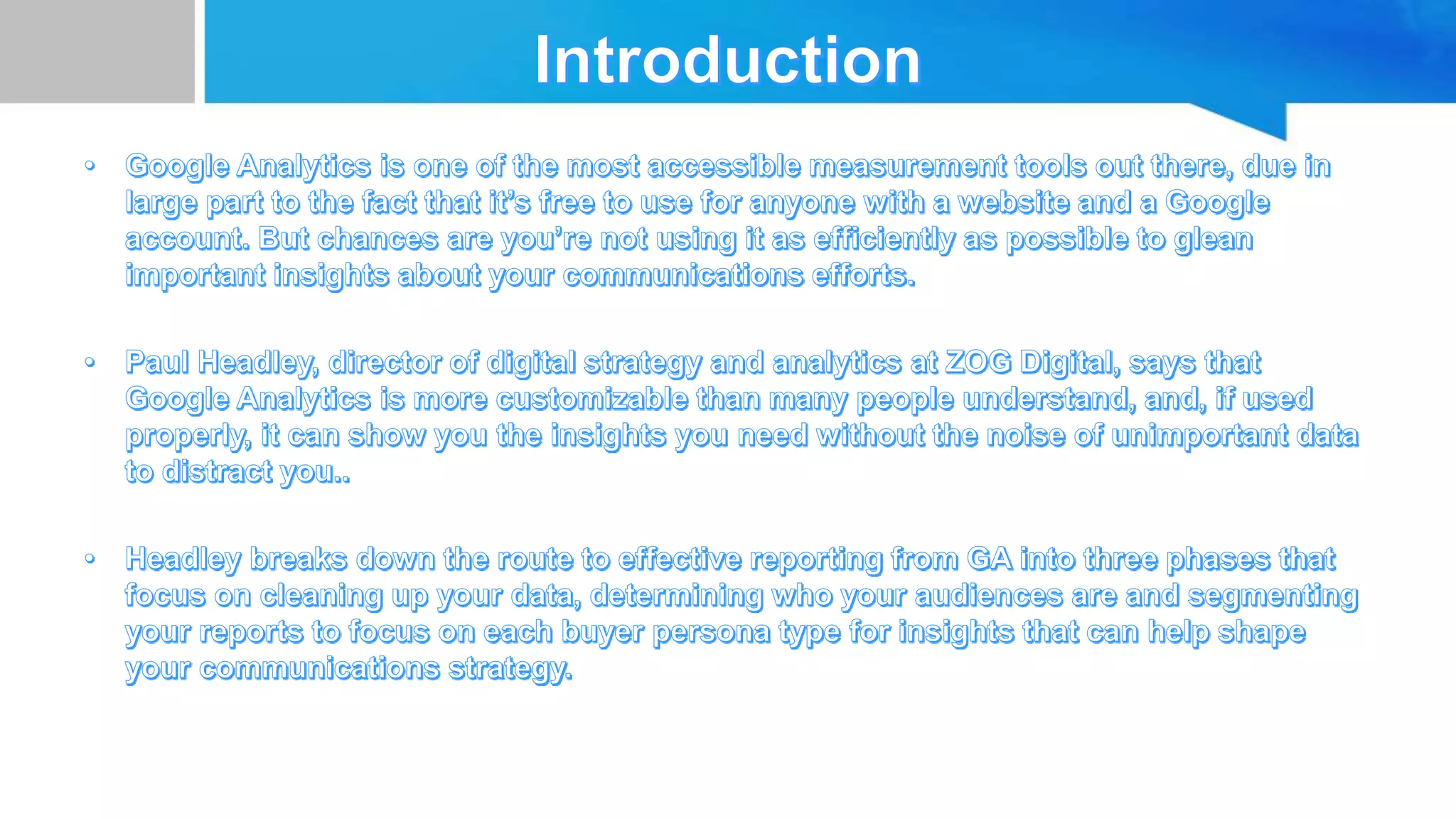 3 Steps To Build Better Insights With Google Analytics | PPTX ...