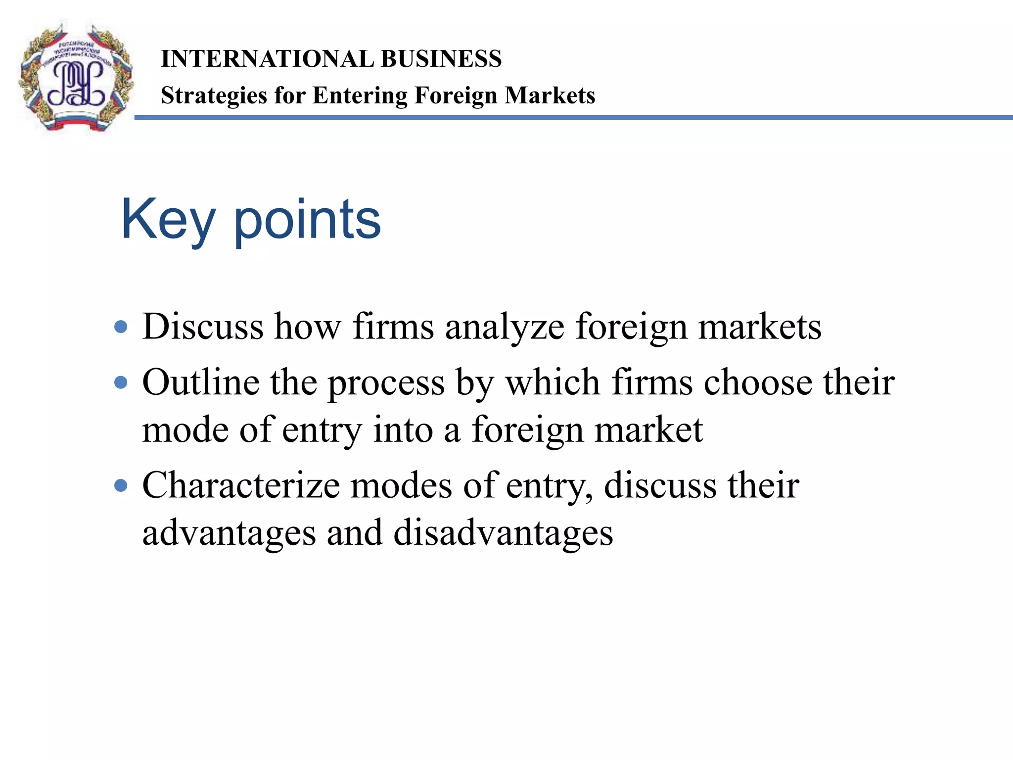 Strategies for entering foreign markets | PPTX