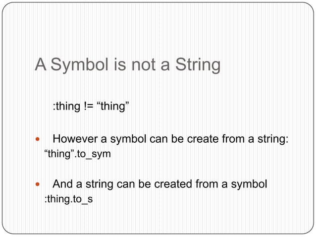 Ruby Strings & Symbols | PPT