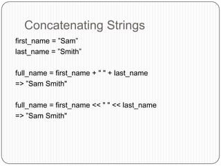 Ruby Strings & Symbols | PPTX