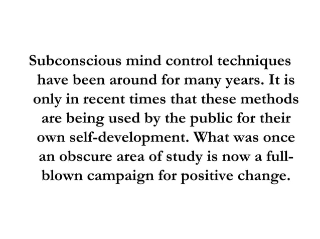 3 Subconscious Mind Control Techniques That Work Like Gangbusters | PPT