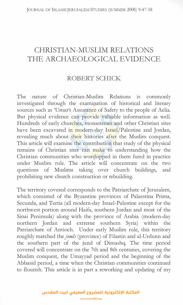 Christian-Muslim Relations: The Archaeological Evidence | PDF Christian-Muslim Relations: The Archaeological Evidence | PDF