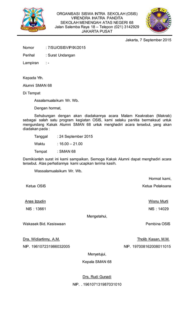 Surat dan Notulen Rapat OSIS/PK VIP | PDF