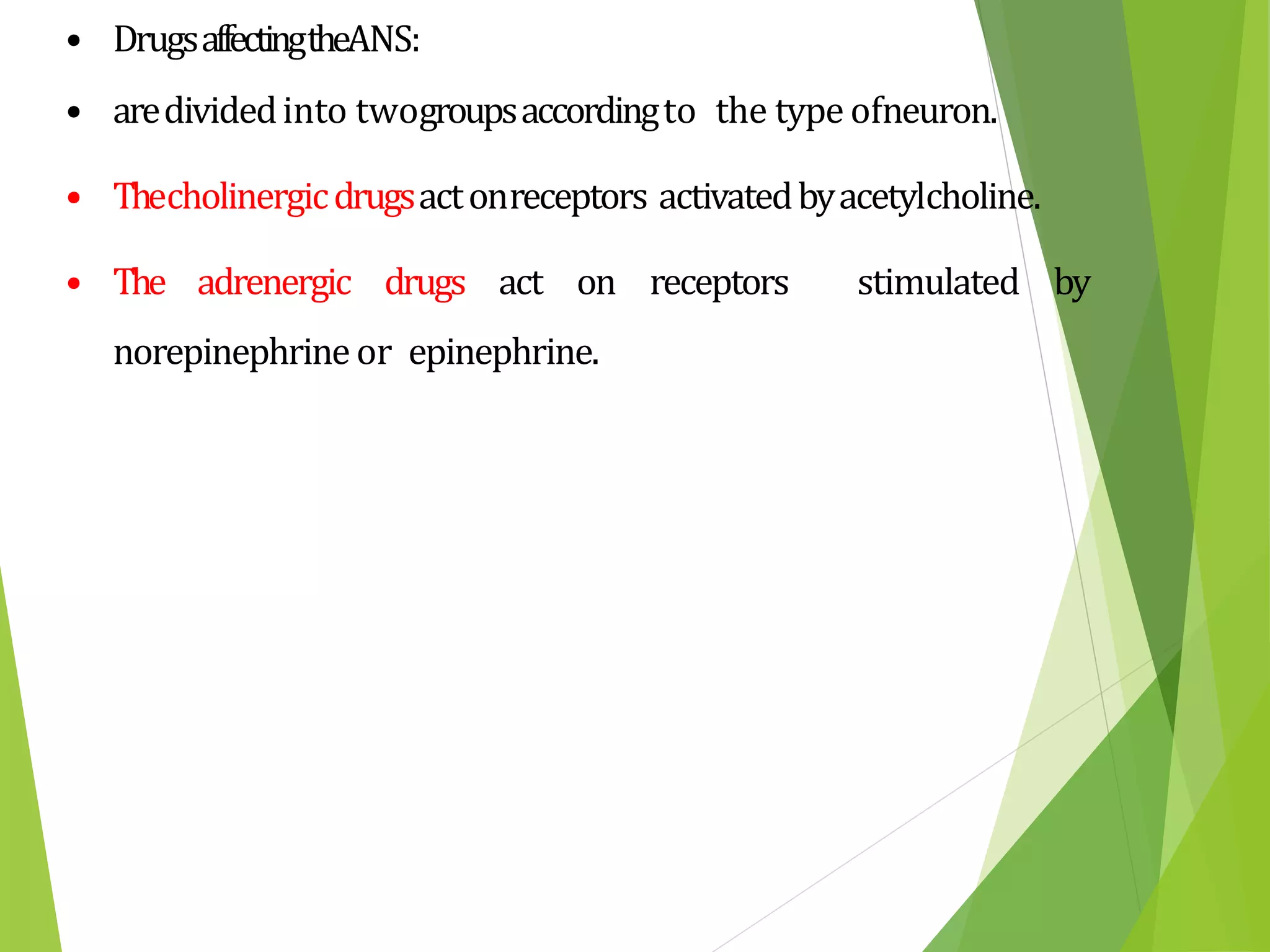UNIT II: DRUGS ACTING ON AUTONOMIC NERVOUS SYSTEM | PPTX