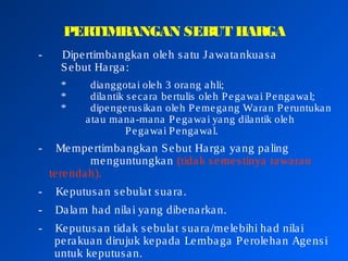 Tatacara Kaedah Sebut Harga | PPT