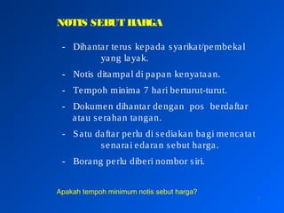 Tatacara Kaedah Sebut Harga | PPT