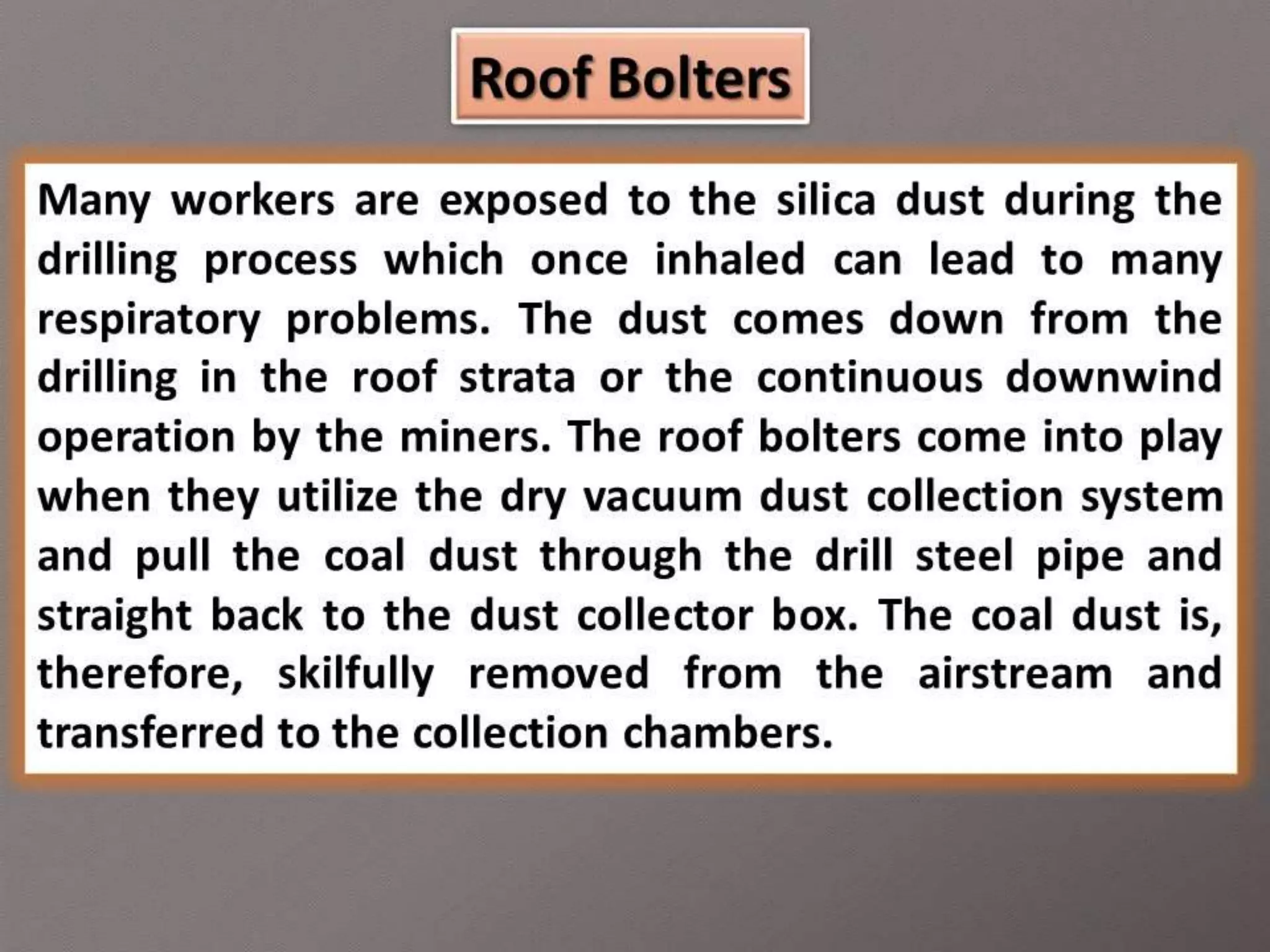 3 techniques practiced for coal dust control in mines and factories | PPTX