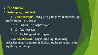 Paggamit ng mga salita upang mabuo sa isipan ng mambabasa ang ...