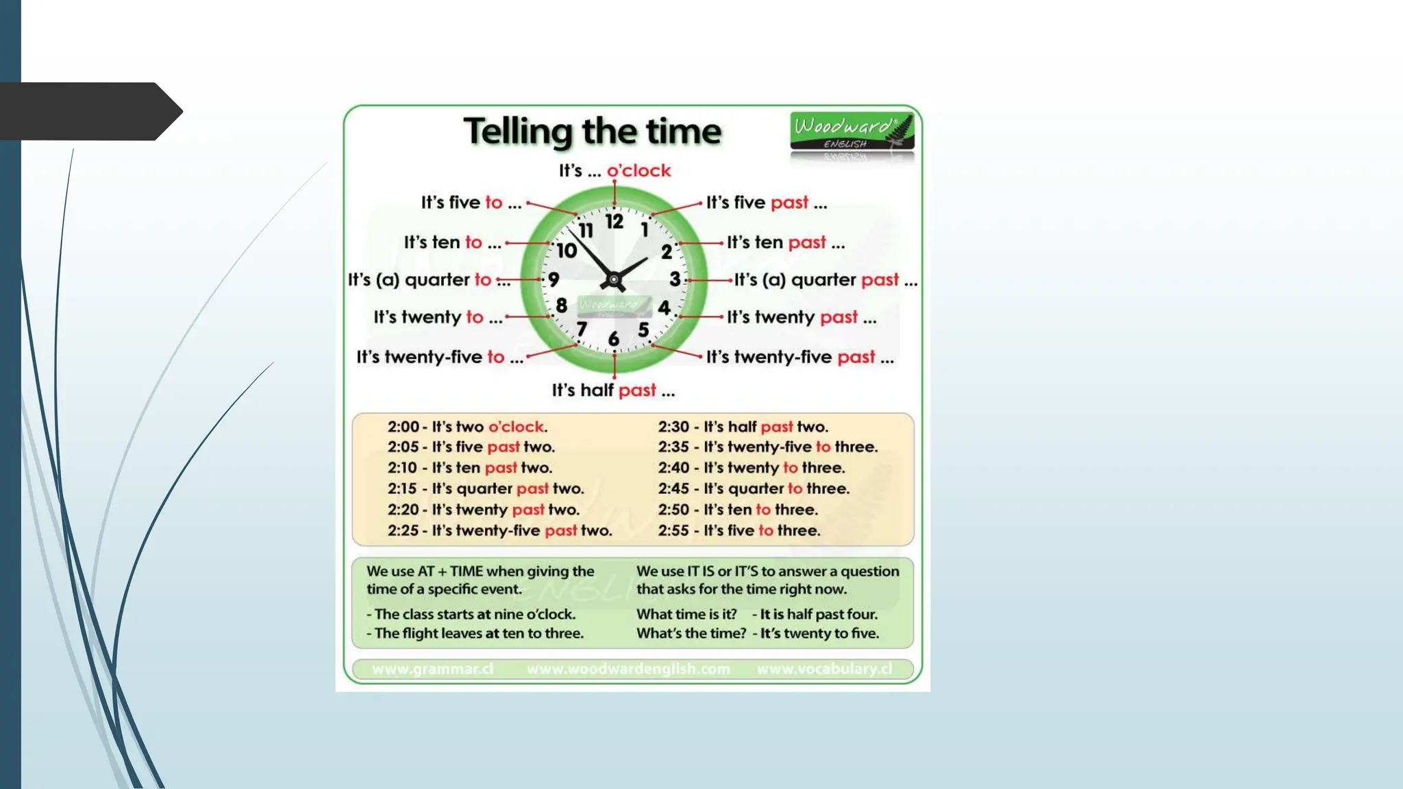 Exercise to practice Telling the time: a | PPTX