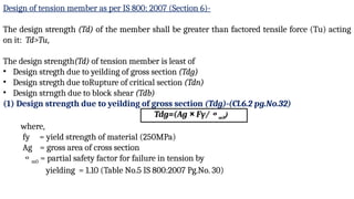 3_Tension Members, Types, Design of Tension member,. | PPTX