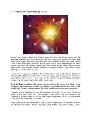 3 teori pembentukan atau terbentuknya jagat raya | DOCX
