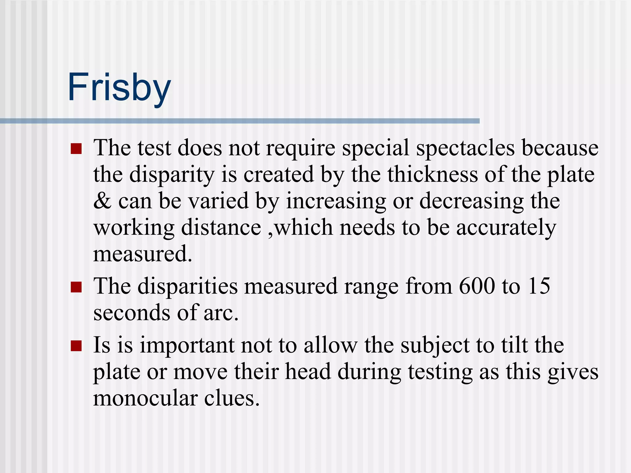 3 Tests for Binocular Single Vision | PPT