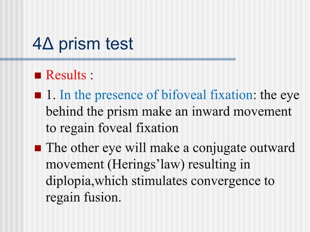 3 Tests for Binocular Single Vision | PPT