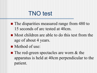 3 Tests for Binocular Single Vision | PPT
