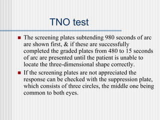 3 Tests for Binocular Single Vision | PPT