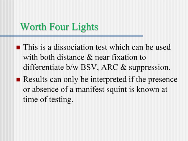 3 Tests for Binocular Single Vision | PPT