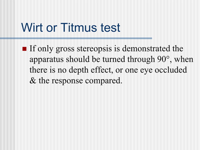 3 Tests for Binocular Single Vision | PPT
