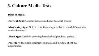 Tests in Microbiology Lab - Microbiology for Lab Technicians | PPTX