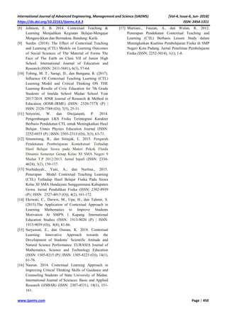 The Influence of Learning using Contextual Teaching and Learning Approach to Physics Learning ...