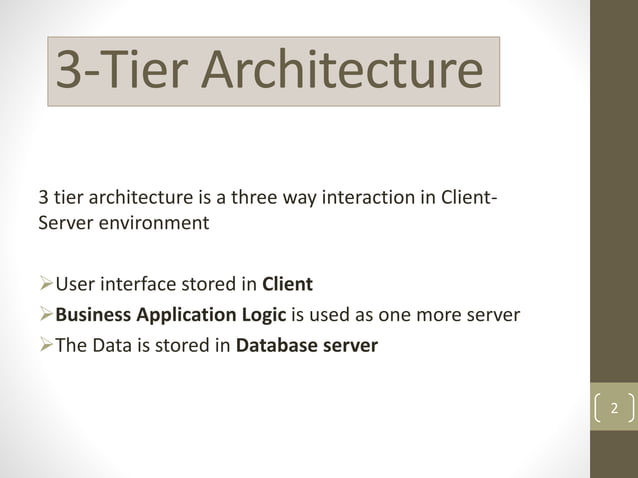 3 tier architecture | PPTX | Databases | Computer Software and Applications