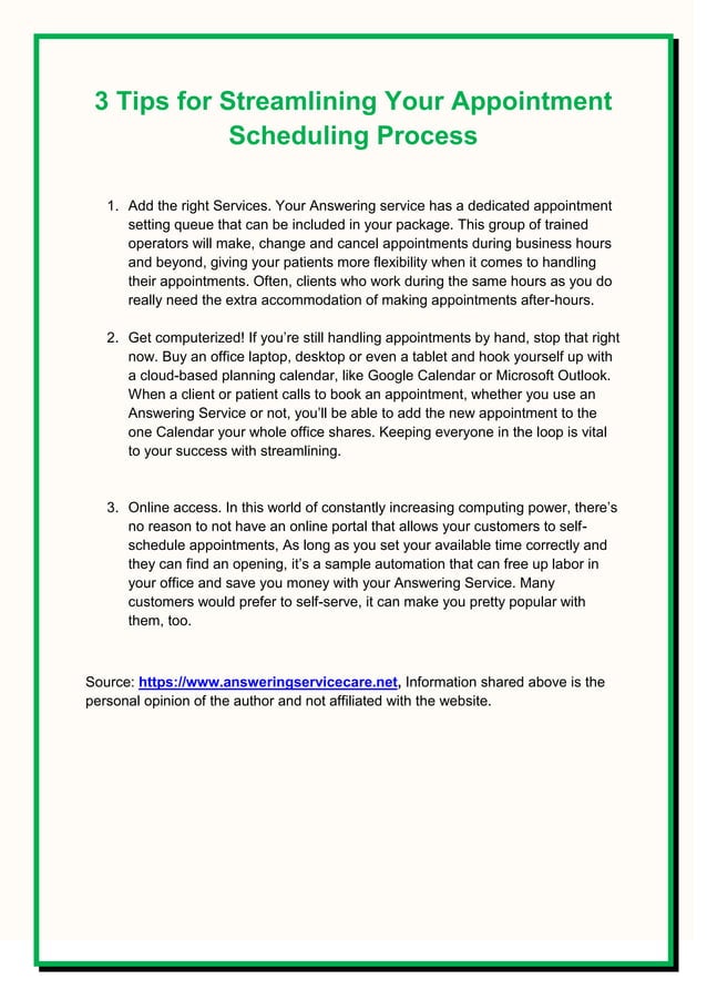 3 Tips for Streamlining Your Appointment Scheduling Process | PDF