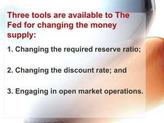 control of money supply by the Federal Reserve | PPT