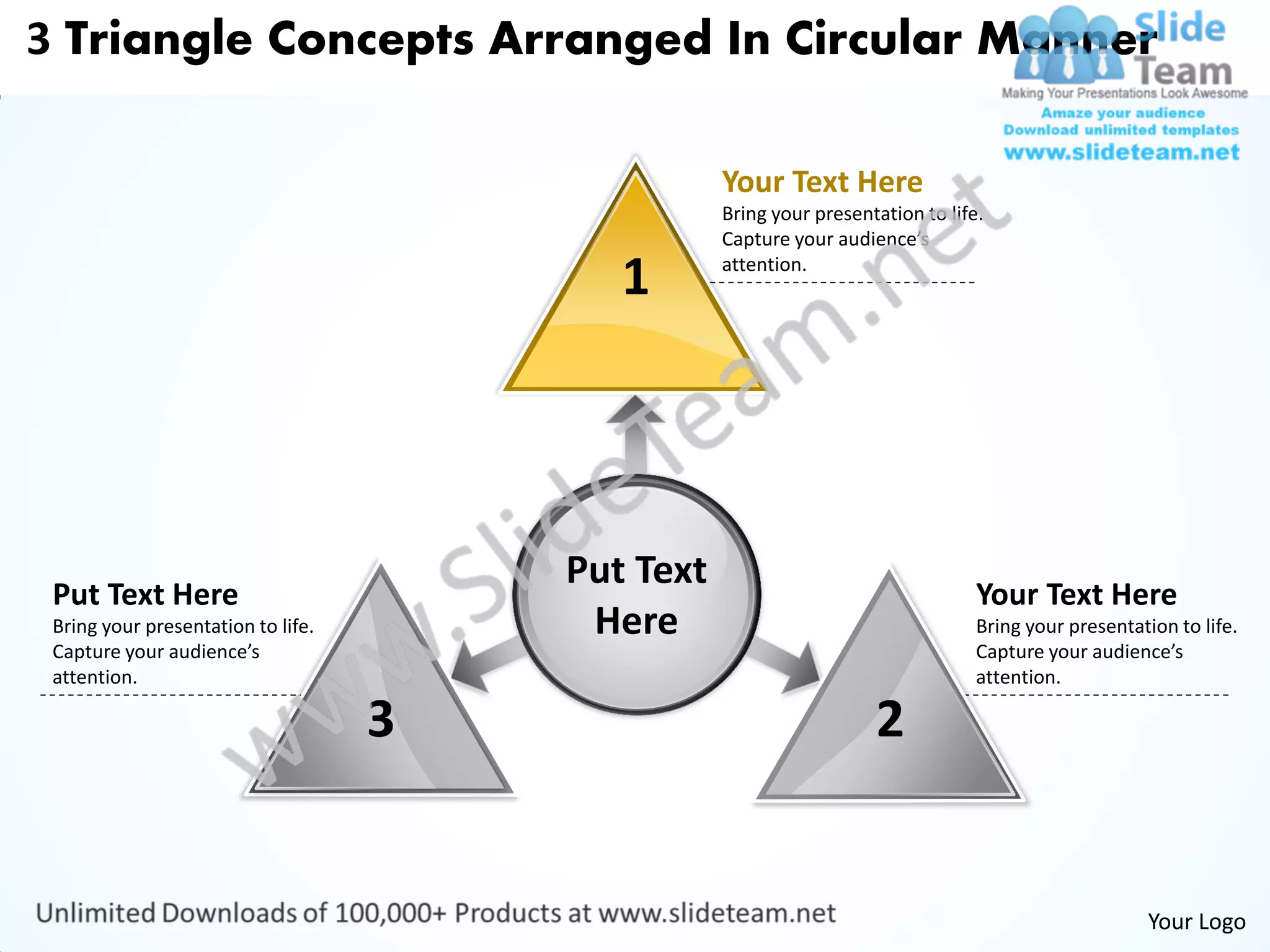 3 triangle concepts arranged in circular manner charts and diagrams ...