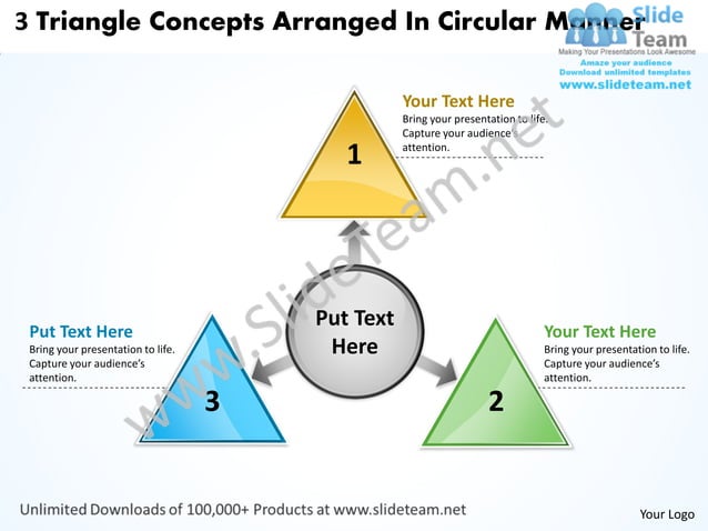 3 triangle concepts arranged in circular manner charts and diagrams ...