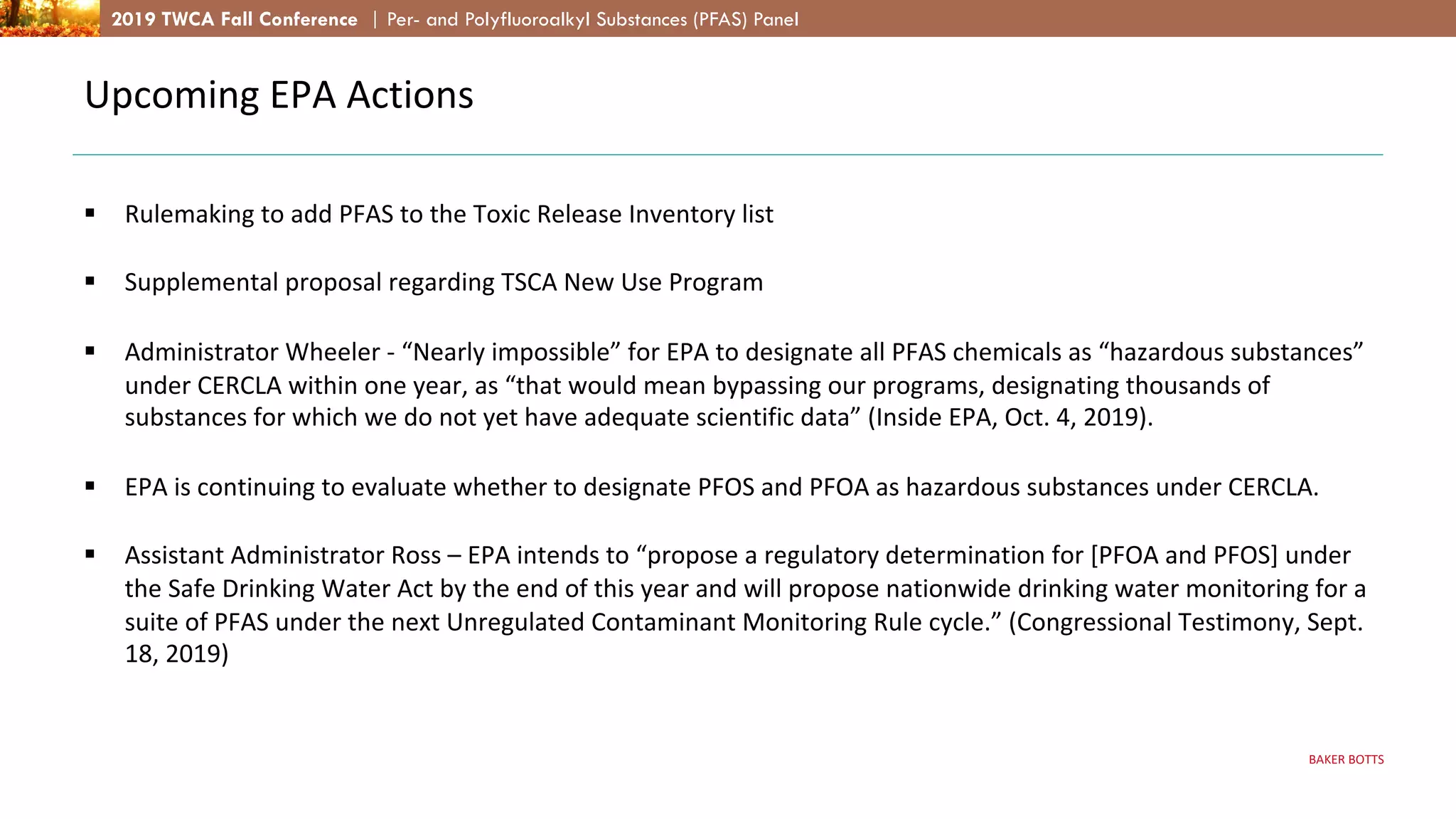 Per- and Polyfluoroalkyl Substances (PFAS) Panel - Michael Honeycutt ...