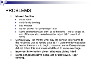 3 u.s. census records | PPTX | Genealogy and Ancestry | Hobbies & Interests