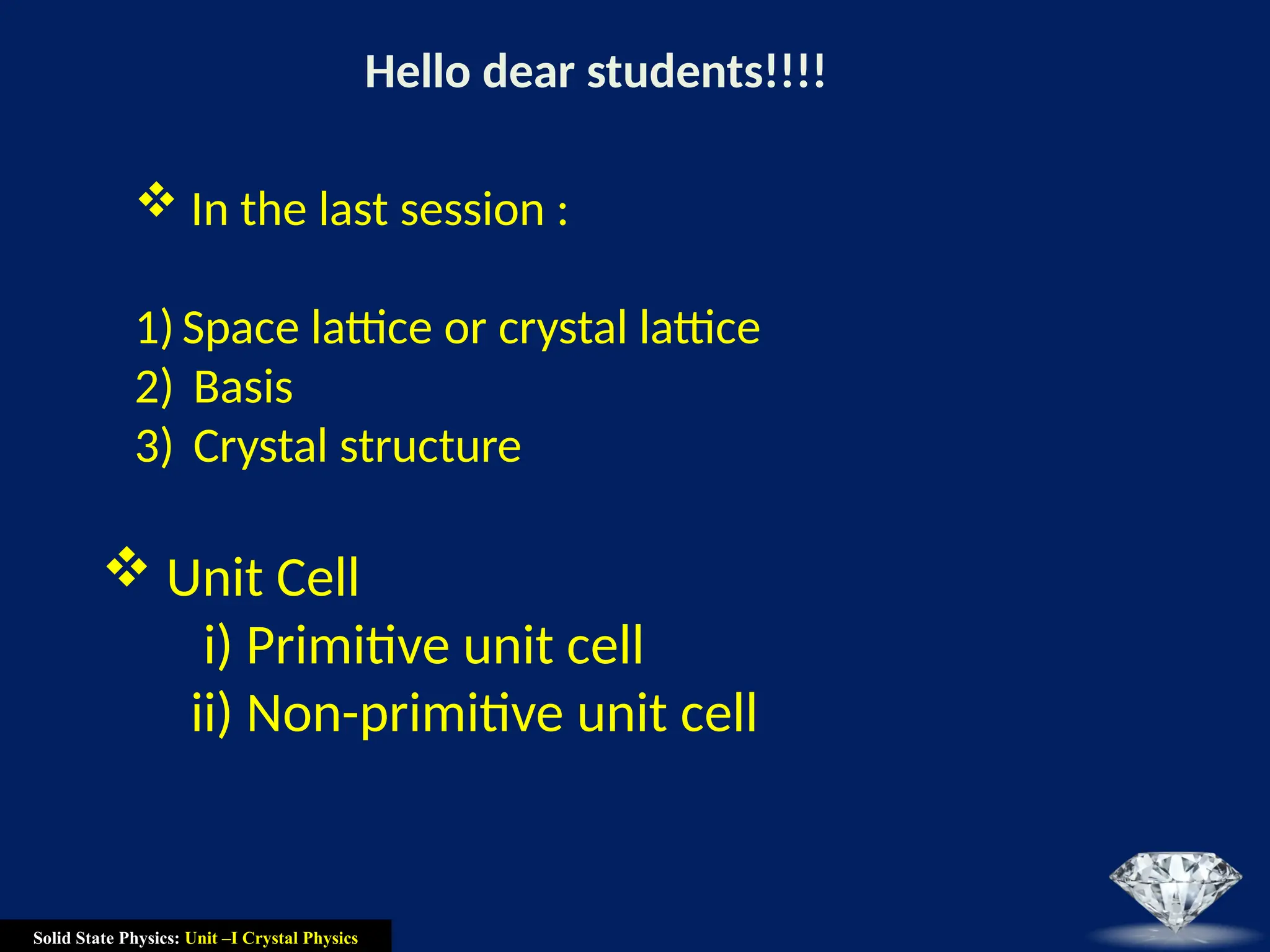Crystallography Phys. Unit Cell Primtive | PPTX