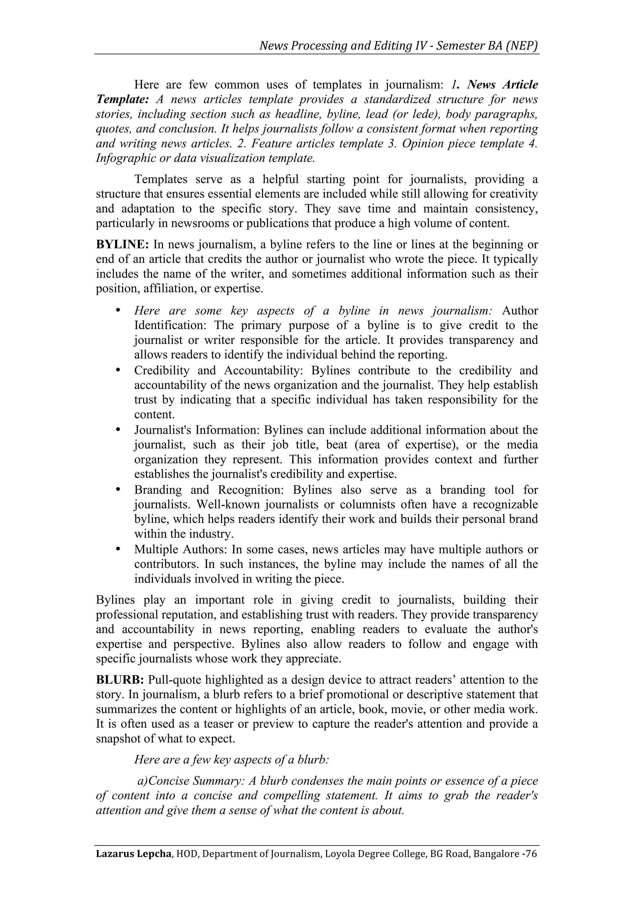 Journalism: News Processing and Editing. | PDF | Desktop Publishing ...