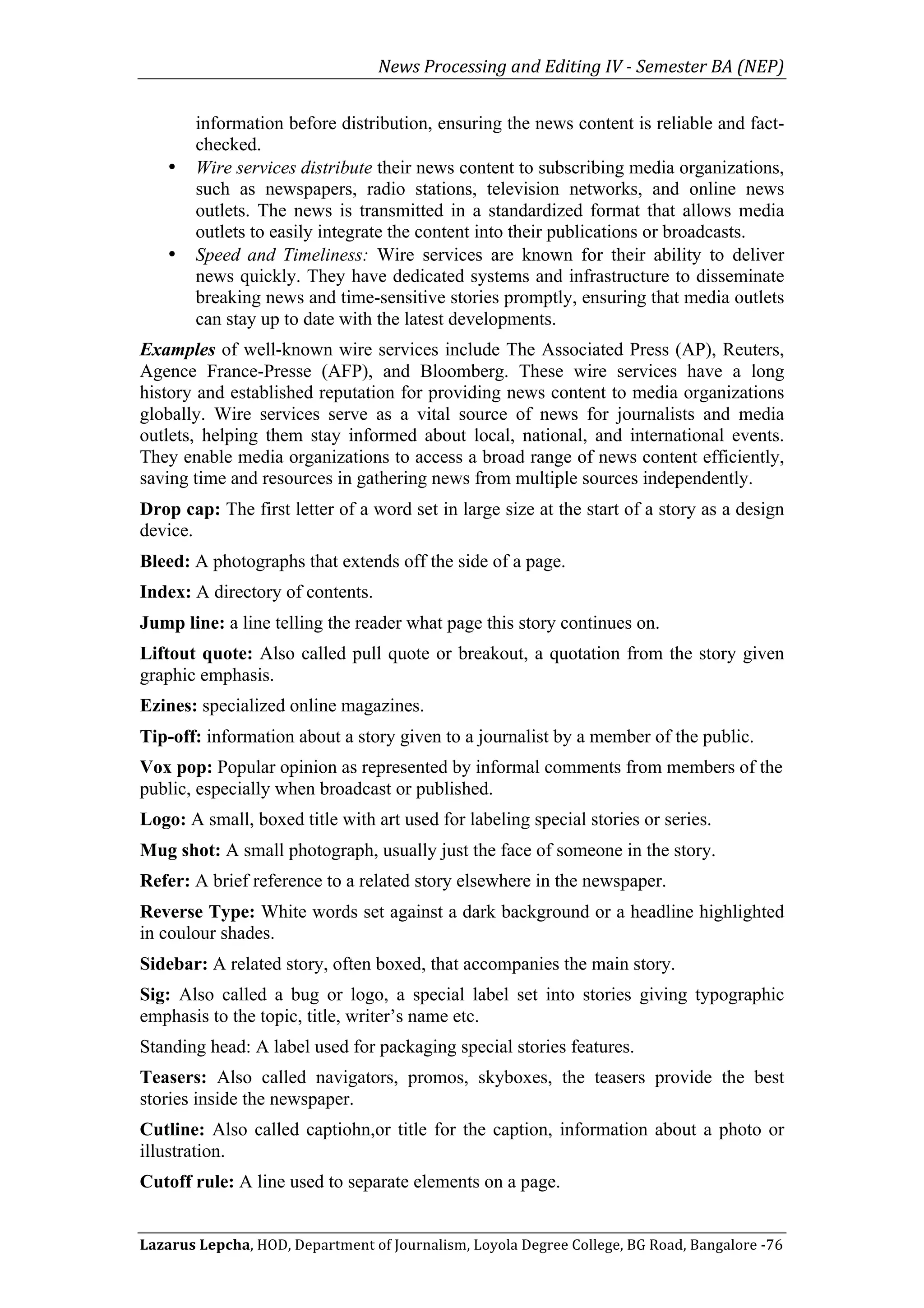 Journalism: News Processing and Editing. | PDF