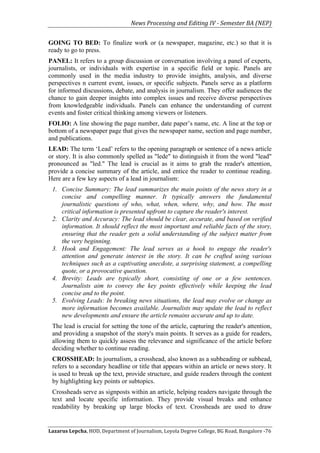 Journalism: News Processing and Editing. | PDF