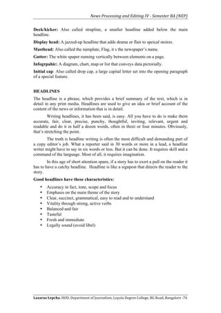 Journalism: News Processing and Editing. | PDF