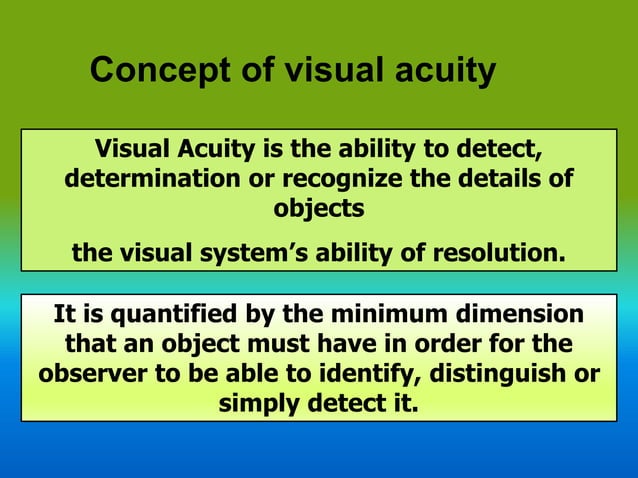 Visual acuity for optmetry students by DR.Ihsan Bazirgan | PPT