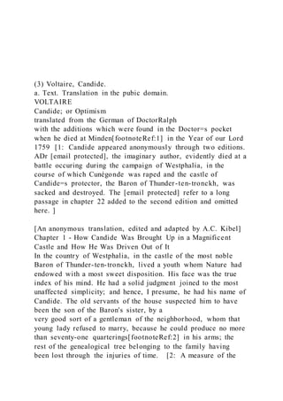(3) Voltaire, Candide. a. Text. Translation in the pubic d | PDF
