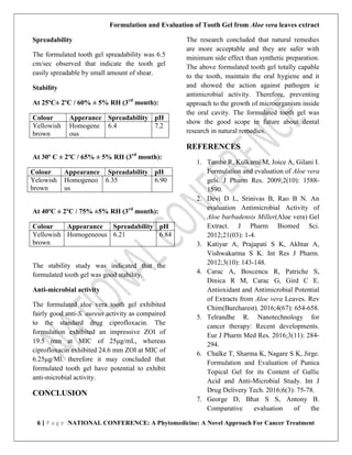 formulation and evaluation of tooth gel from aloe vera leaves extract | PDF
