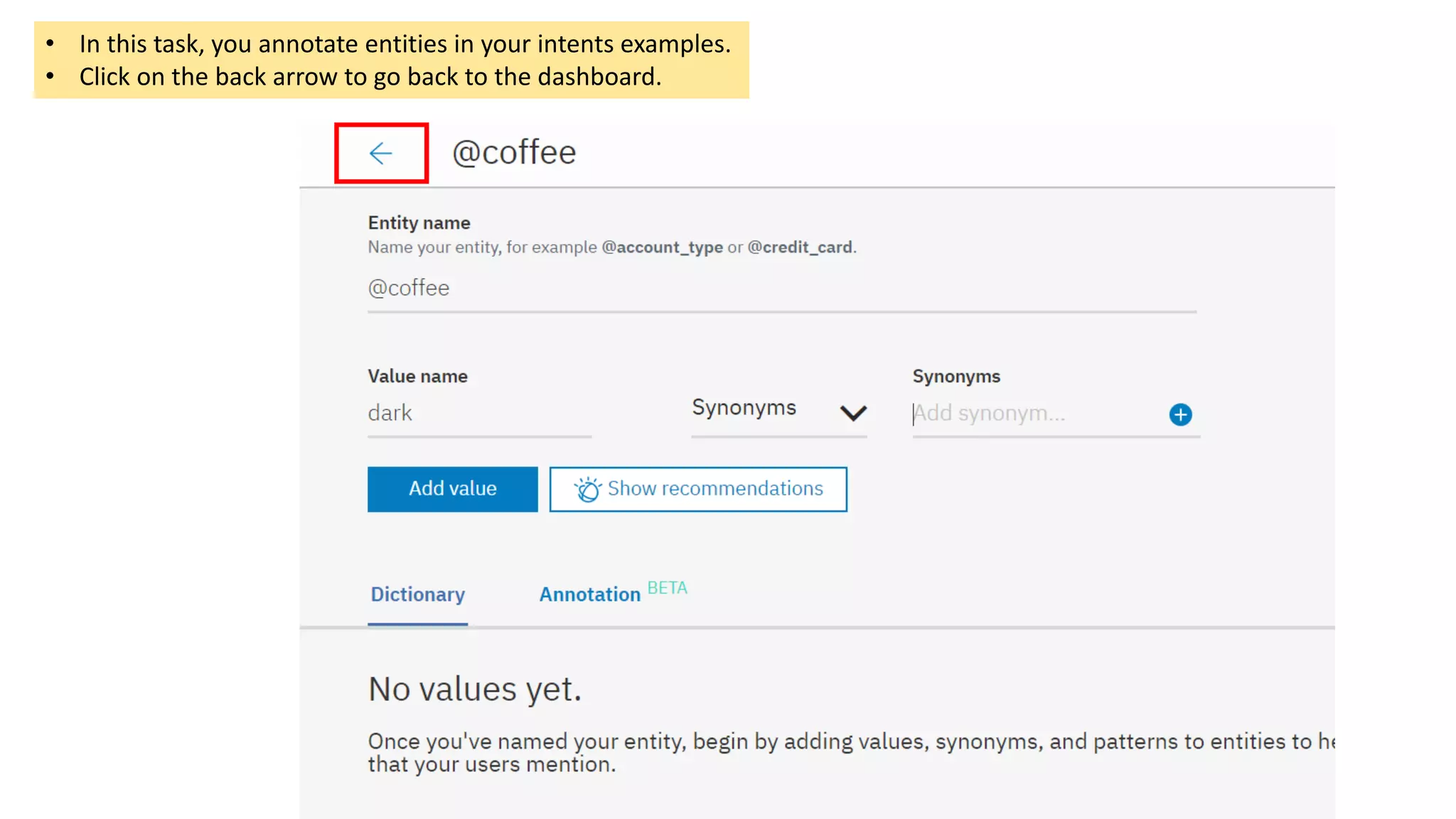 Watson assistant annotating entities tutorial | PPT