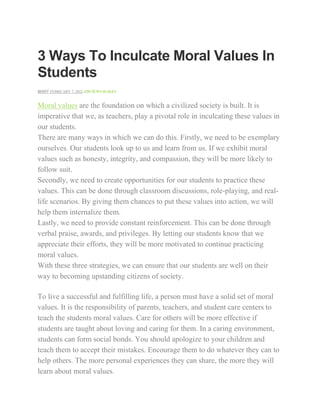 3 Ways To Inculcate Moral Values In Students.docx | Parenting Children ...