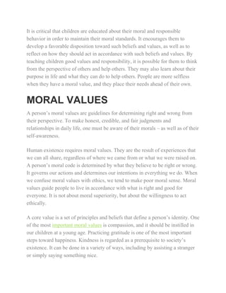 3 Ways To Inculcate Moral Values In Students.docx | Parenting Children ...