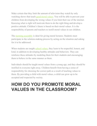3 Ways To Inculcate Moral Values In Students.docx | Parenting Children Aged 4-11 | Parenting