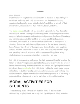 3 Ways To Inculcate Moral Values In Students.docx | Parenting Children ...