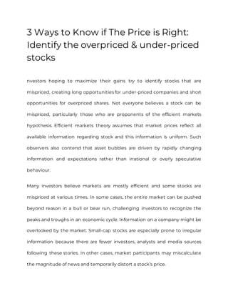 3 ways to know if the price is right identify the overpriced & under ...