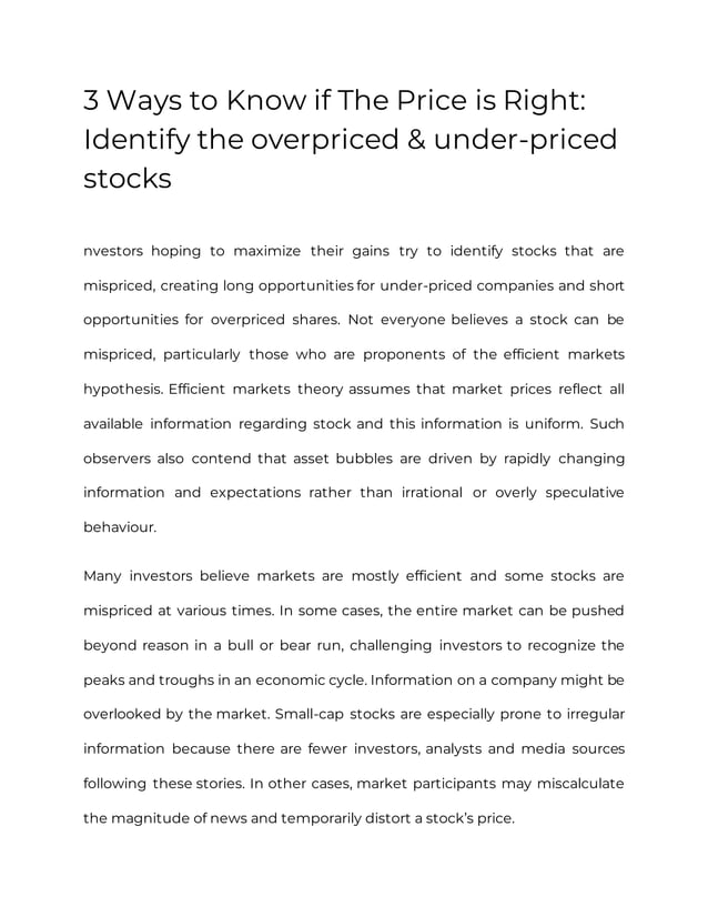 3 ways to know if the price is right identify the overpriced & under ...