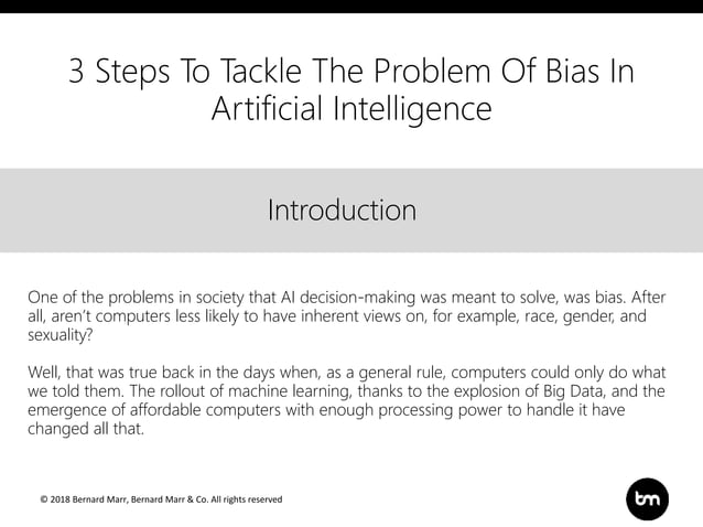 3 Steps To Tackle The Problem Of Bias In Artificial Intelligence | PPTX