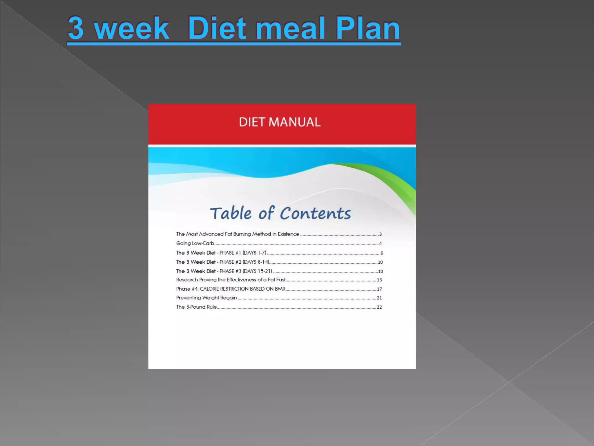 3 week diet meal plan | PPTX