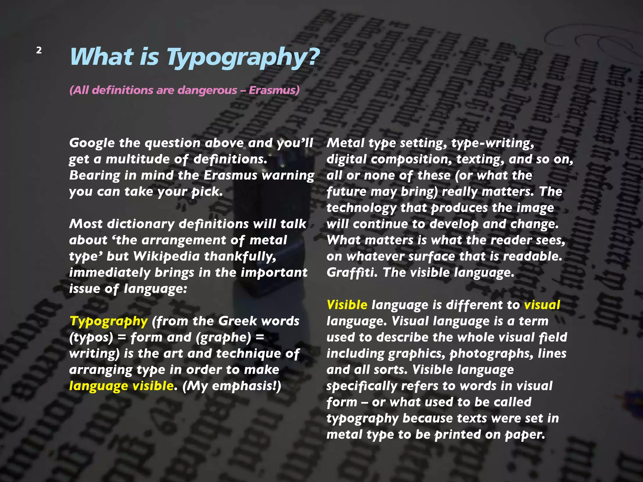 Lecture 3, VDIS10020, What is Typography, by Cal Swann | PPT