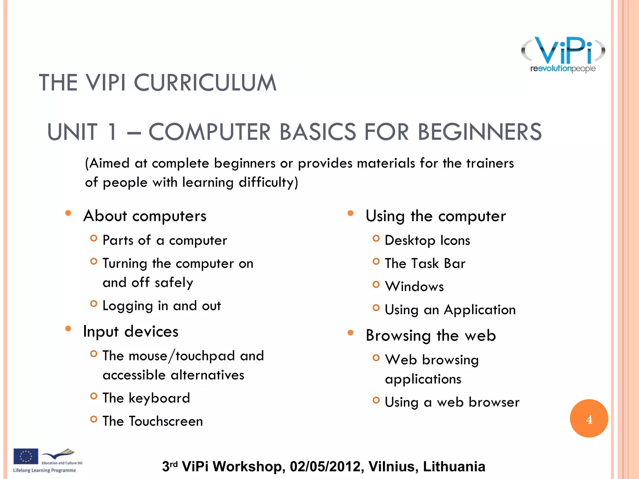 Basic ICT Training curriculum (Andy Burton, NTU) | PPT